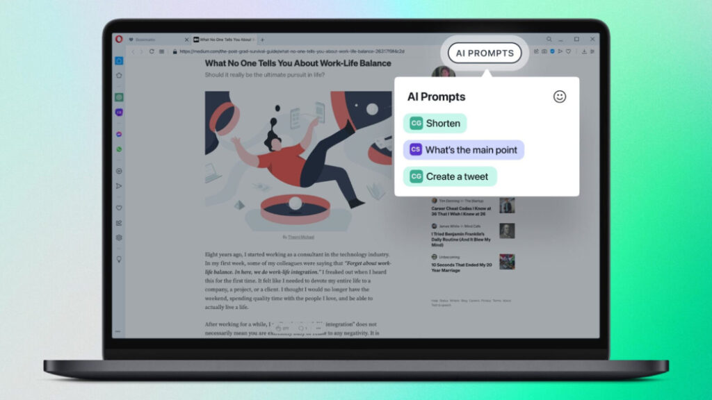 Opera's latest update brings ChatGPT and AI Prompts to its web browser